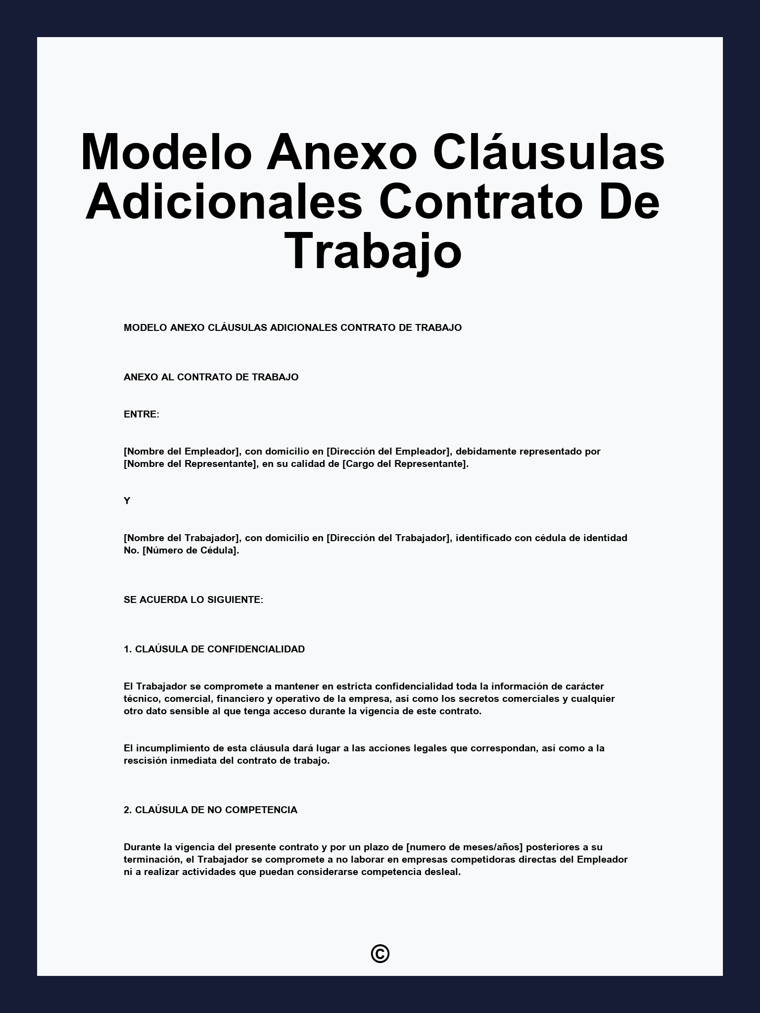 Modelo Anexo Cláusulas Adicionales Contrato De Trabajo