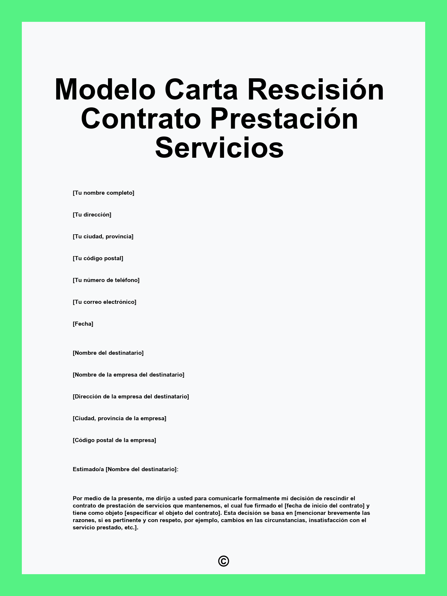 Modelo Carta Rescisión Contrato Prestación Servicios