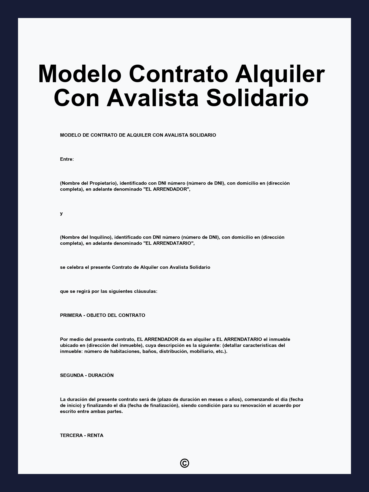 Modelo Contrato Alquiler Con Avalista Solidario