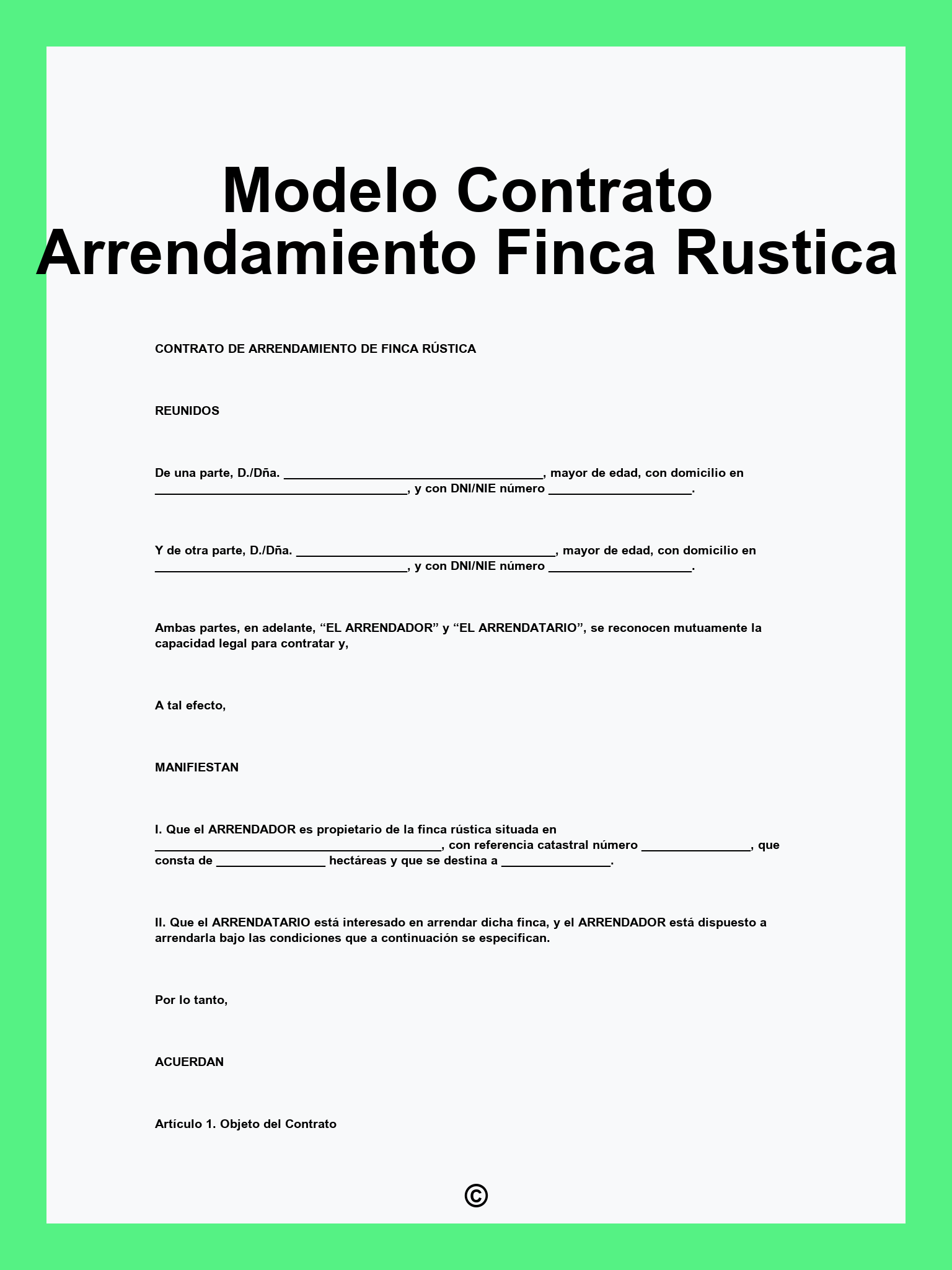 Modelo Contrato Arrendamiento Finca Rustica