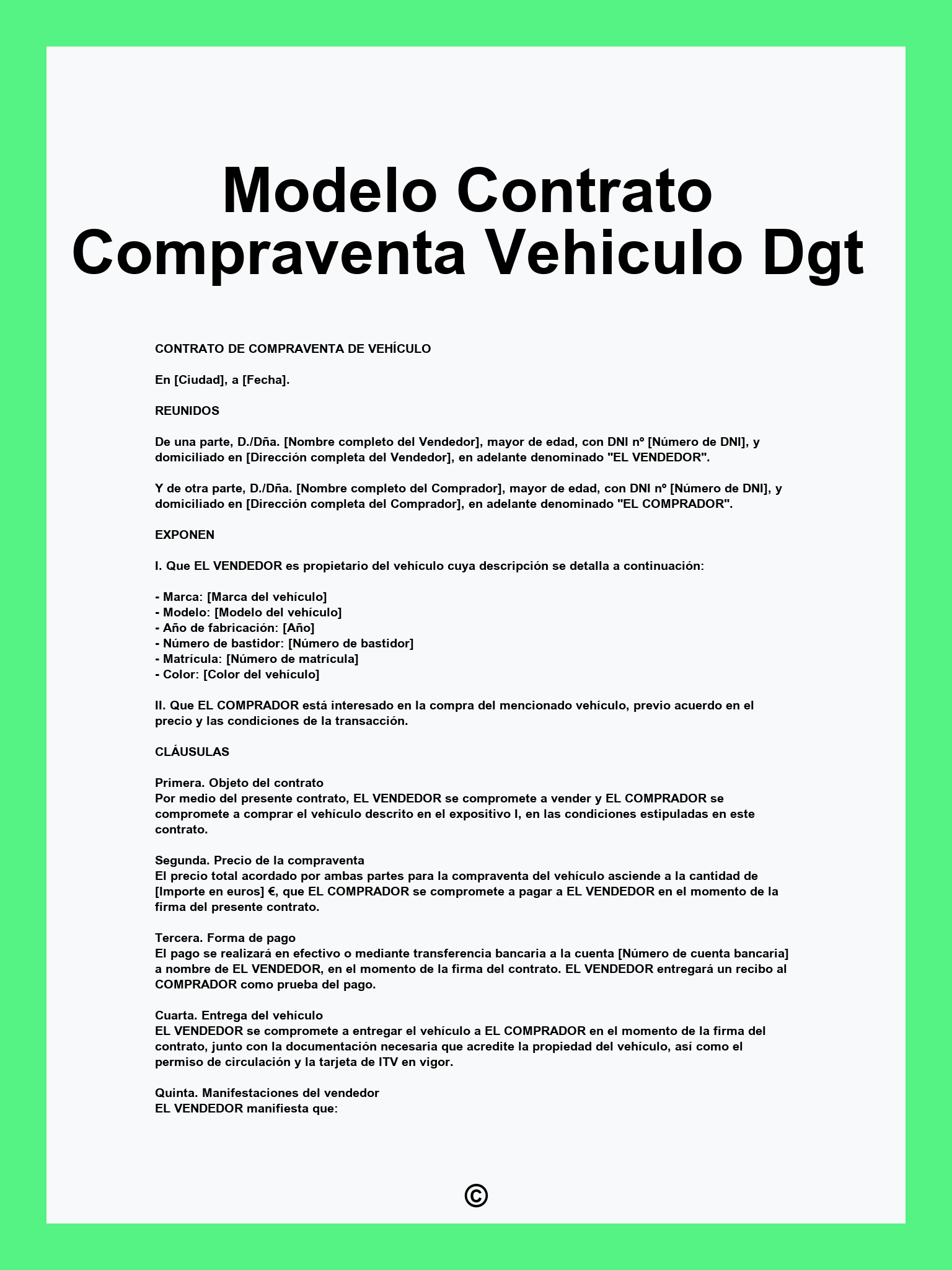 Modelo Contrato Compraventa Vehiculo Dgt