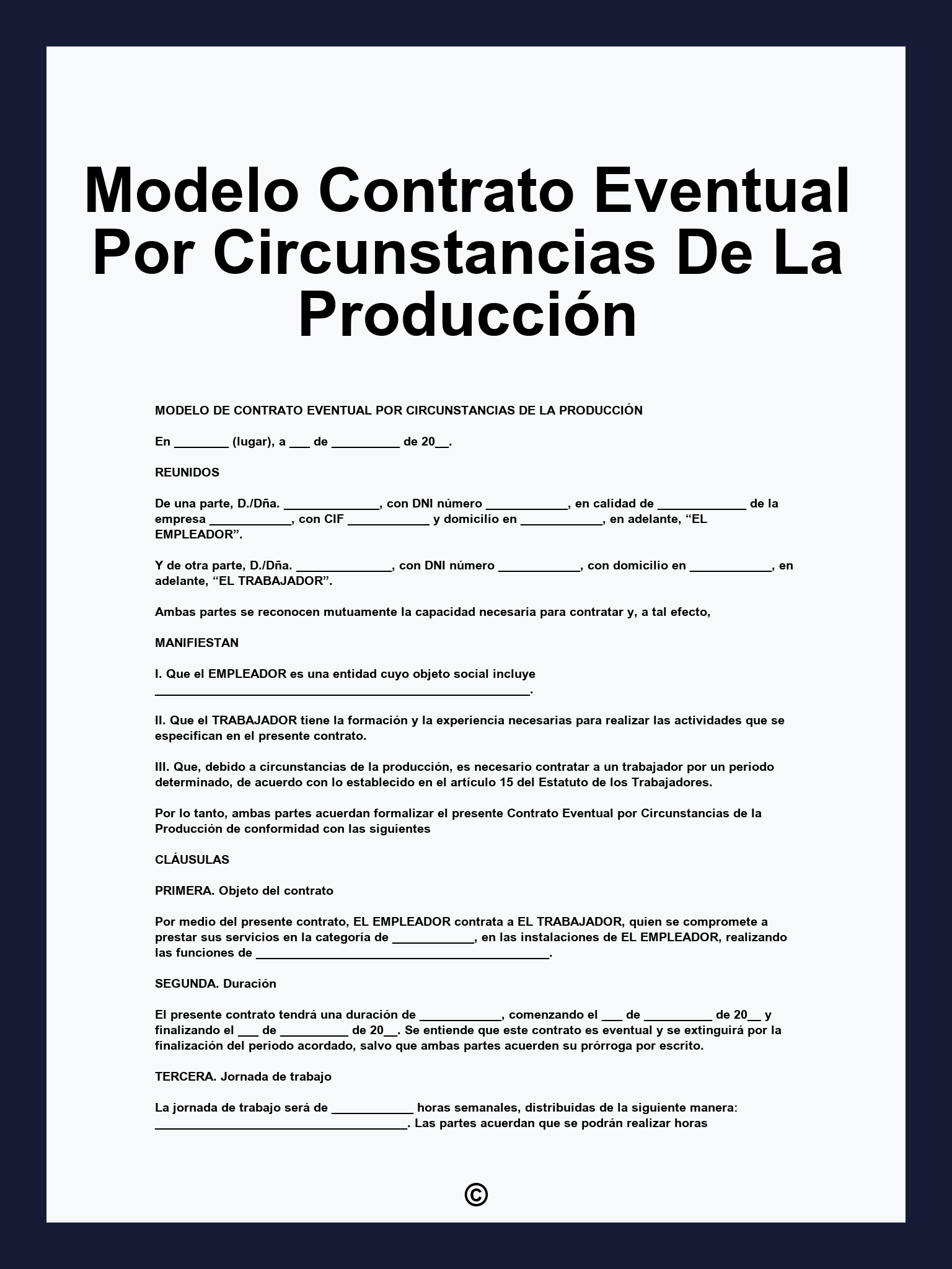 Modelo Contrato Eventual Por Circunstancias De La Producción