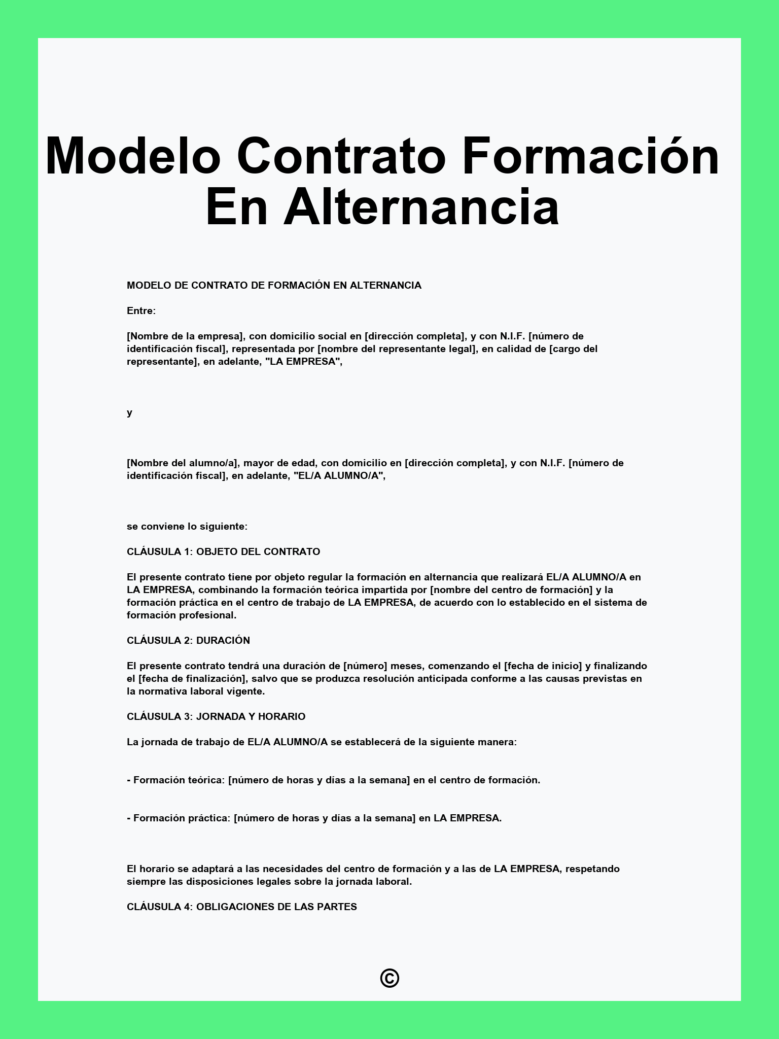 Modelo Contrato Formación En Alternancia