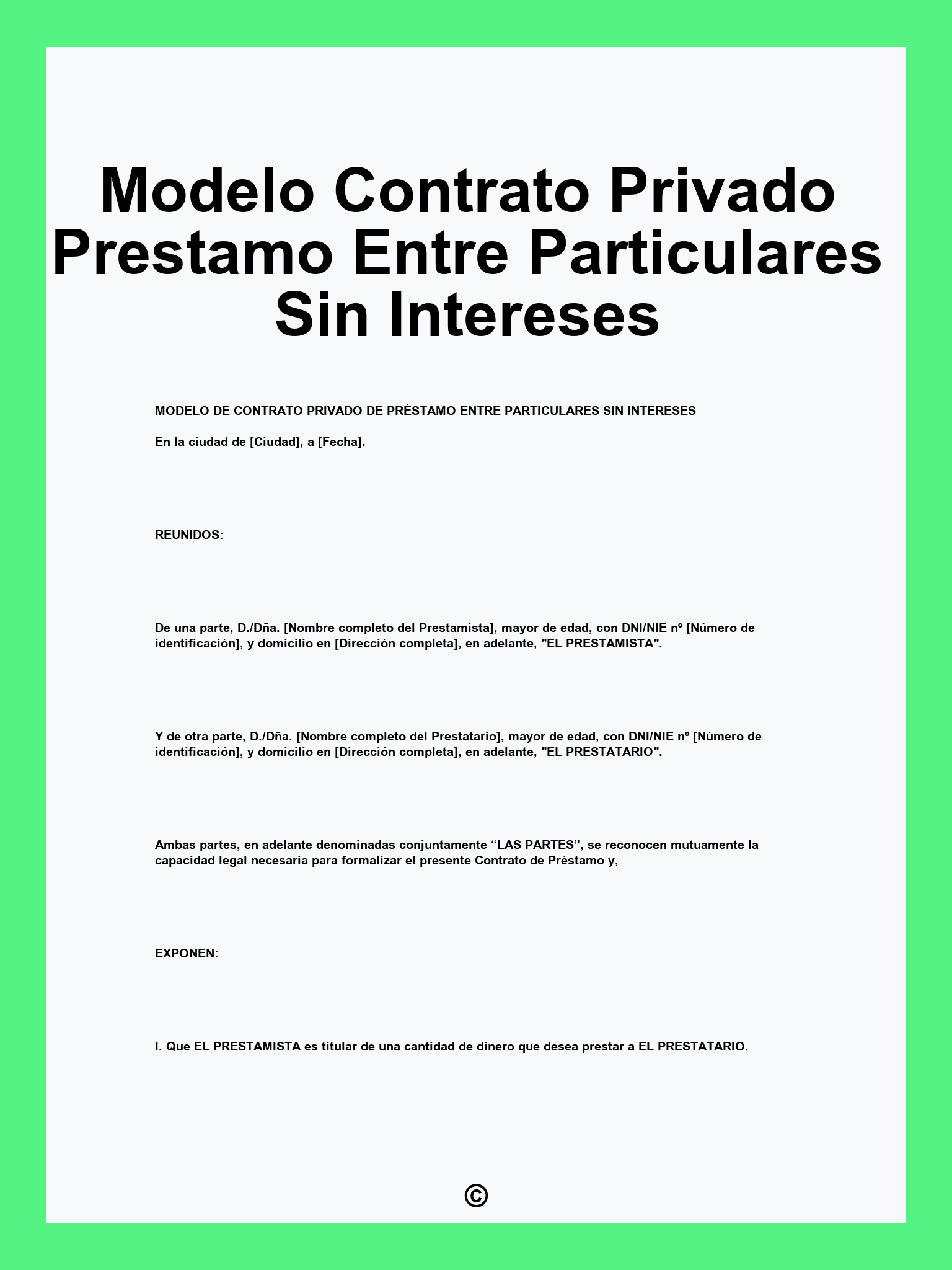 Modelo Contrato Privado Prestamo Entre Particulares Sin Intereses