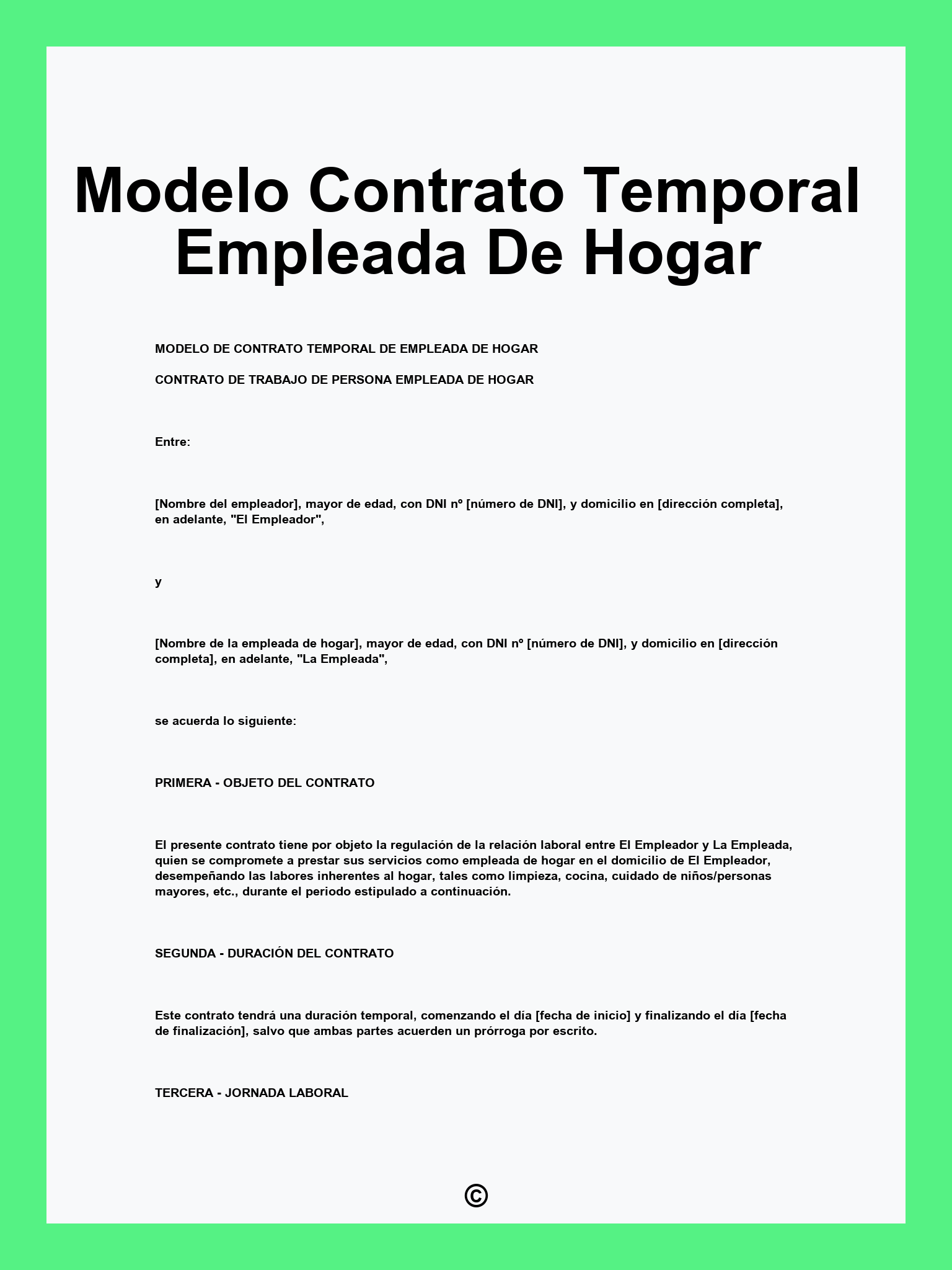 Modelo Contrato Temporal Empleada De Hogar