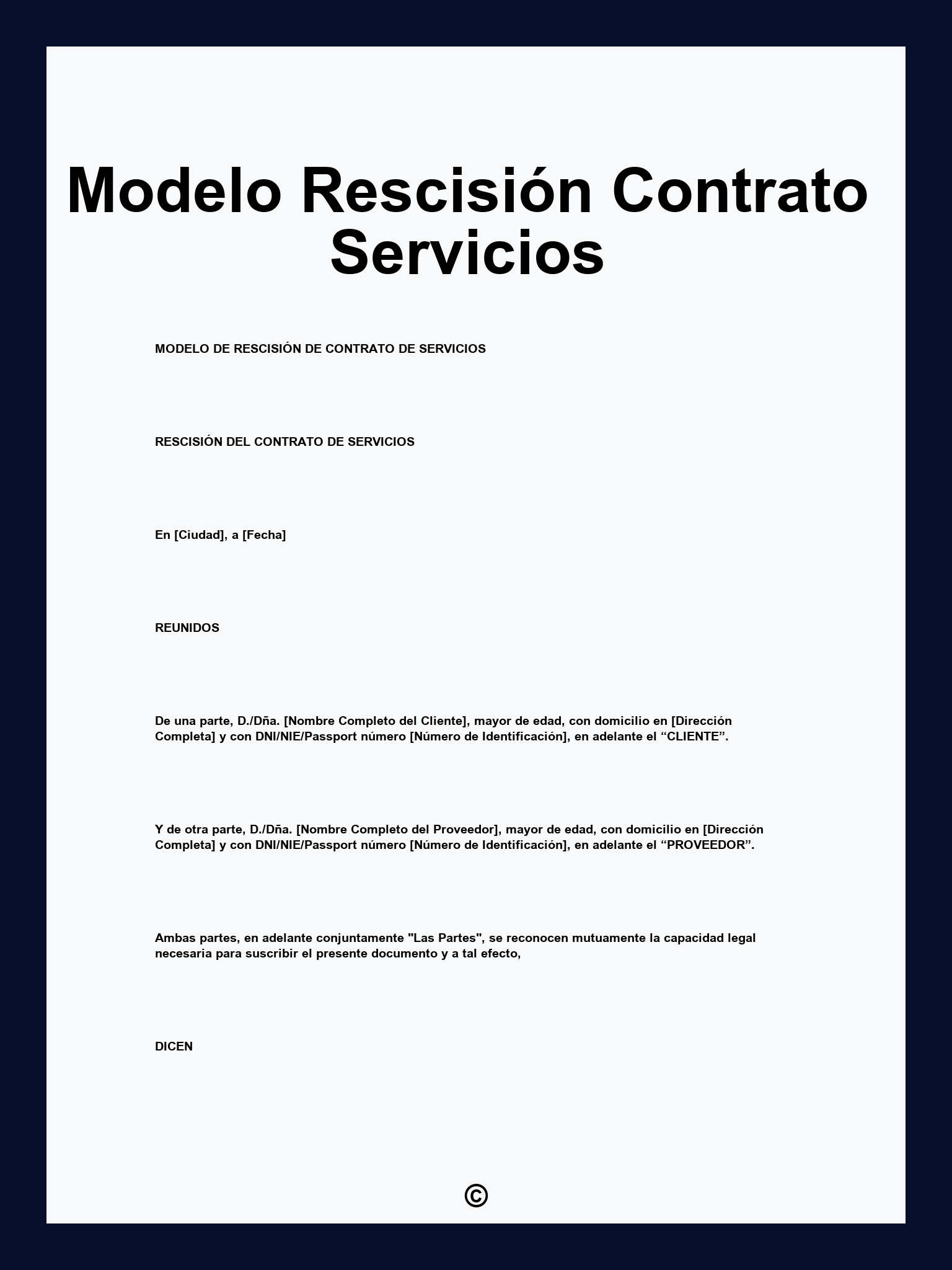 Modelo Rescisión Contrato Servicios